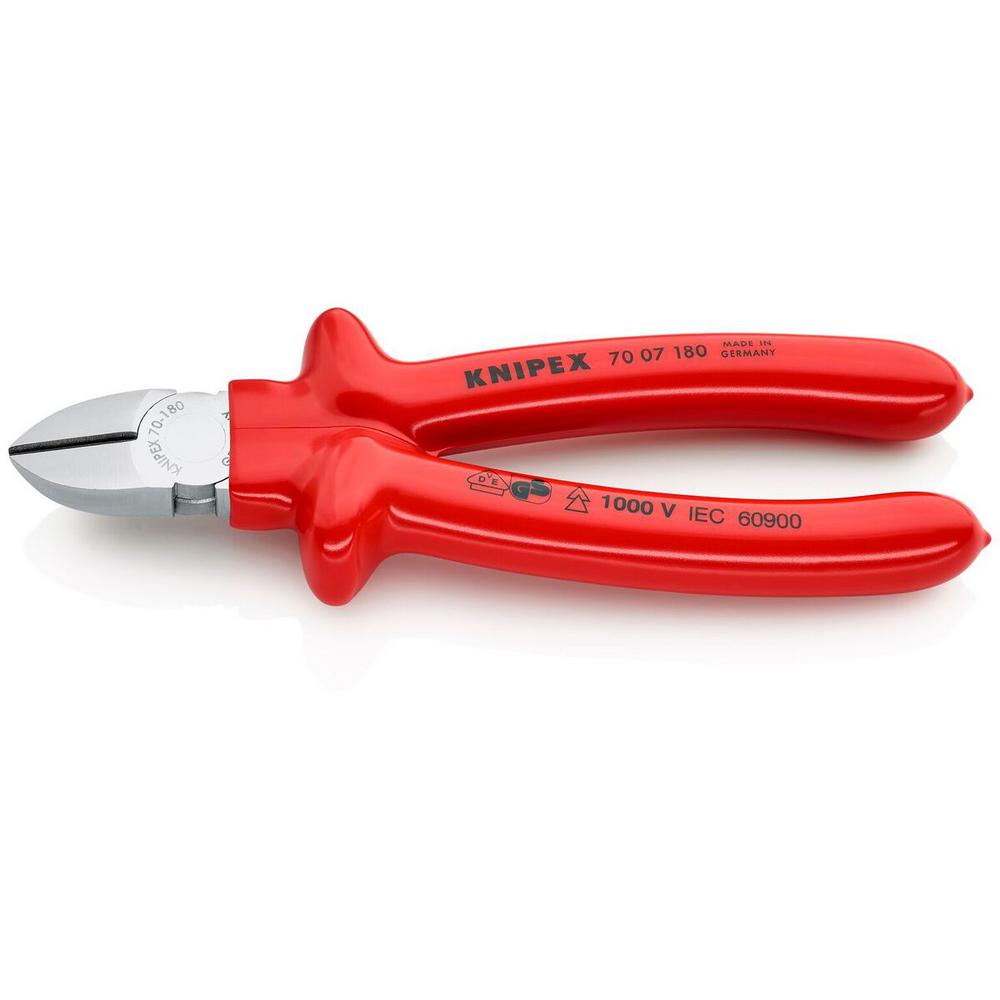 KNIPEX 7-1/4 in. Diagonal Cutters with 1,000-Volt Insulated-70 07 180 ...