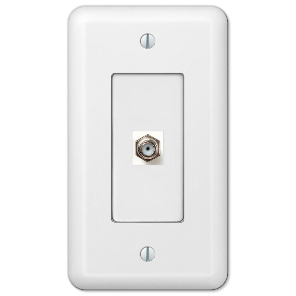 GE 1 Coax Cable Wall Plate - White-40050 - The Home Depot