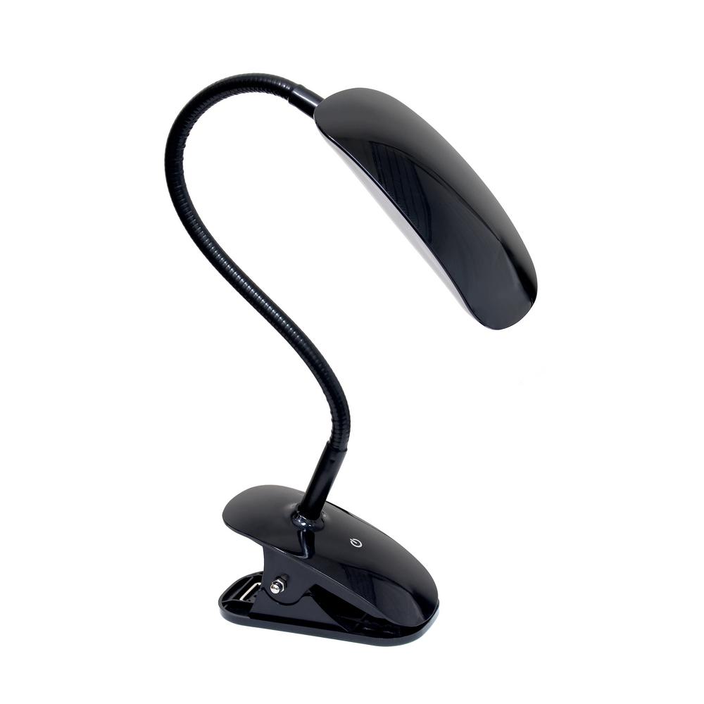 Simple Designs 21 5 In Rounded Black Flexi LED Clip Light Desk Lamp