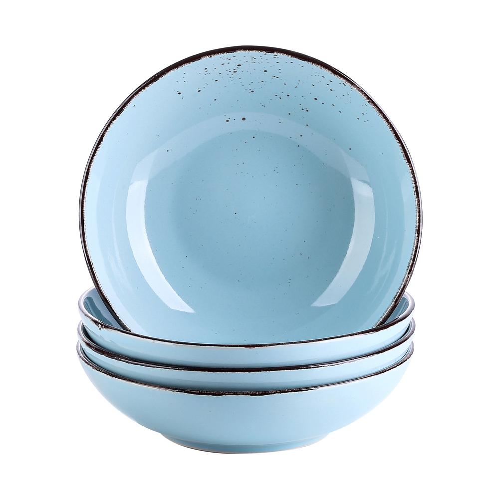 vancasso 4-Piece Light Blue Ceramic Dinnerware Set Salad Pasta Bowls ...
