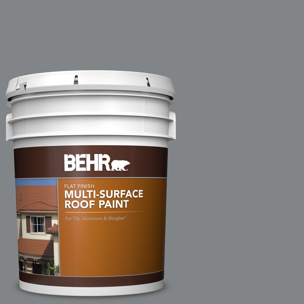 BEHR 5 gal. #PFC-63 Slate Gray Flat Multi-Surface Exterior Roof Paint ...