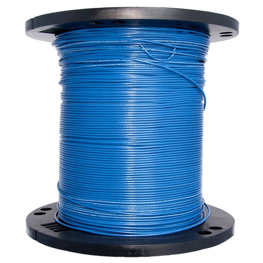 Southwire 2500 ft. 14 Blue Solid CU THHN Wire-11582405 - The Home Depot