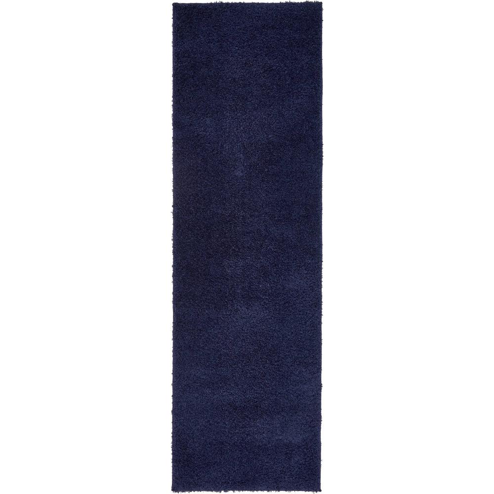 Unique Loom Studio Solid Shag Midnight Blue 2' 0 x 6' 7 Runner Rug ...