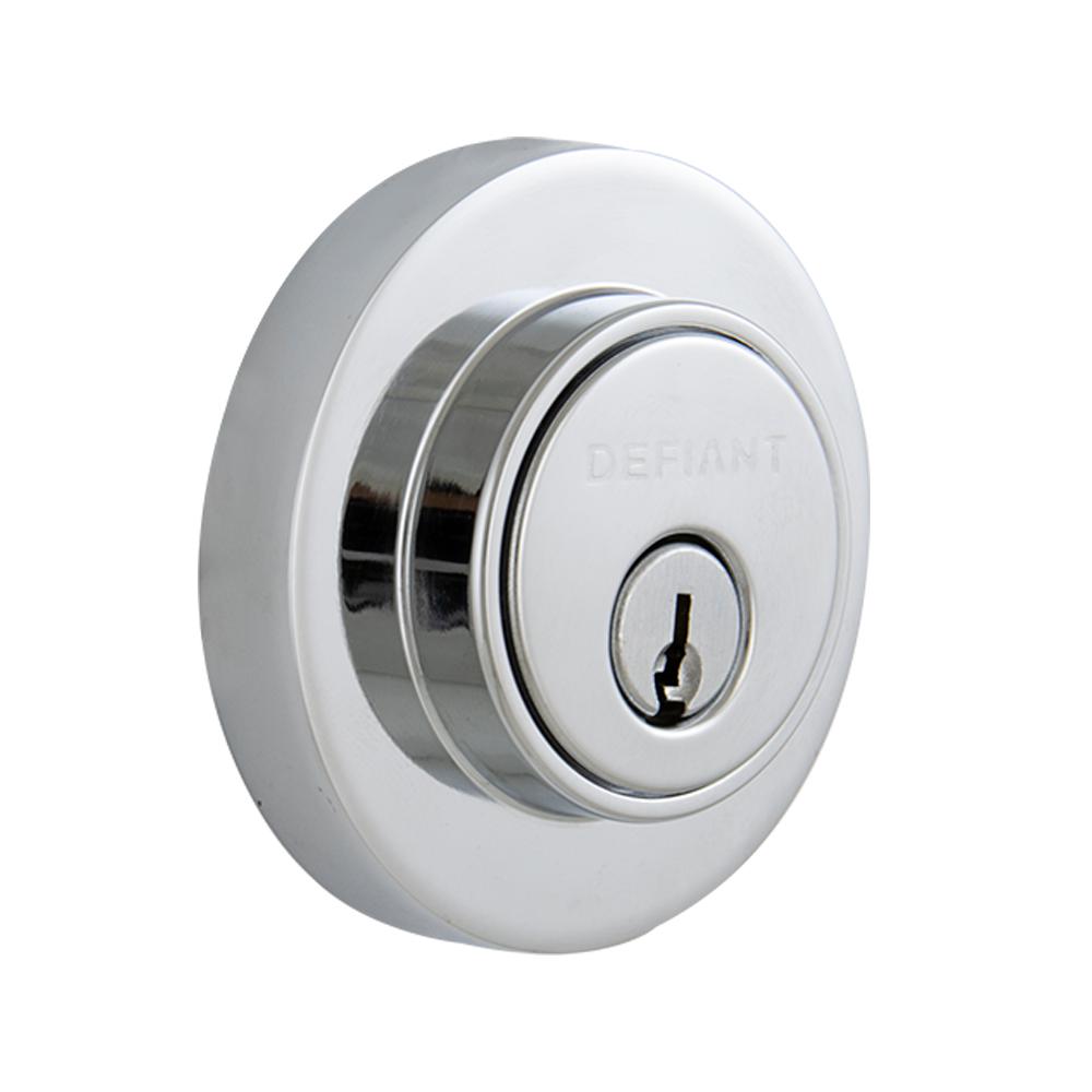 Defiant Contemporary Round Bright Chrome Single Cylinder Deadbolt ...