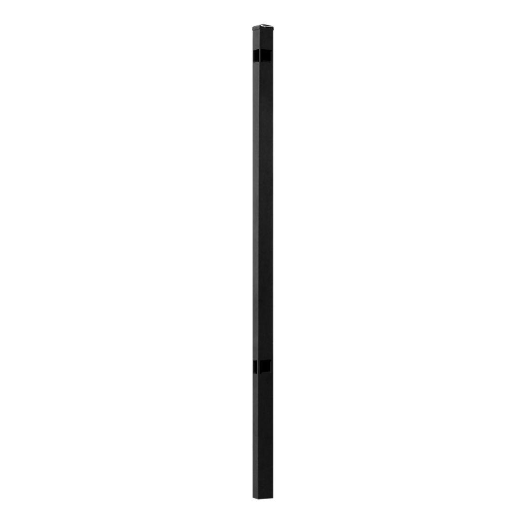 TuffBilt 2 in x 2 in. x 5-7/8 ft. Black Aluminum Fence Corner Post ...