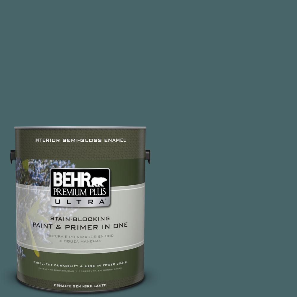 BEHR Premium Plus Ultra 1-gal. #500F-7 Mythic Forest Semi-Gloss Enamel ...
