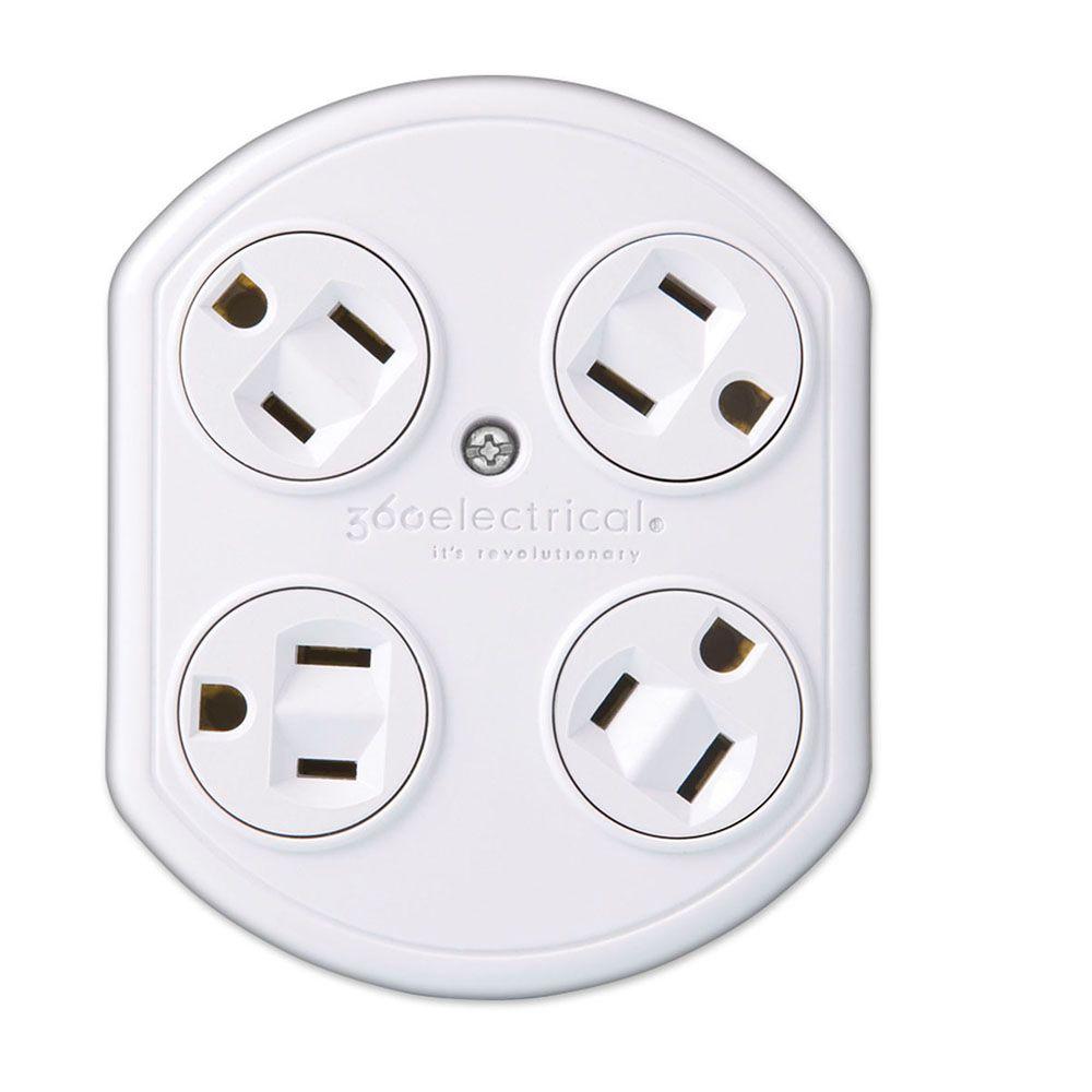 360 Electrical 4 Outlet Rotating Adapter-36030-W - The Home Depot