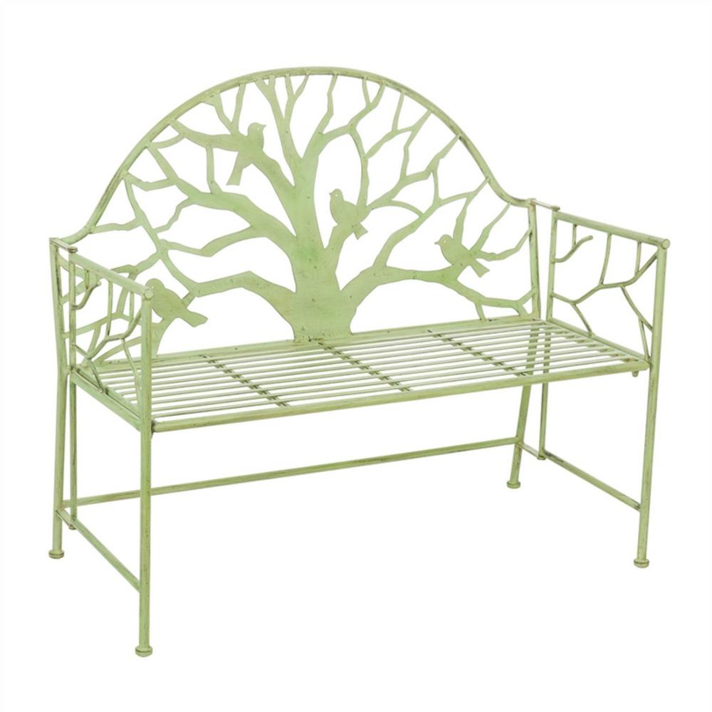 Evergreen 43.5 in. Mint Tree Metal Outdoor Garden Bench 8MB129 - The ...
