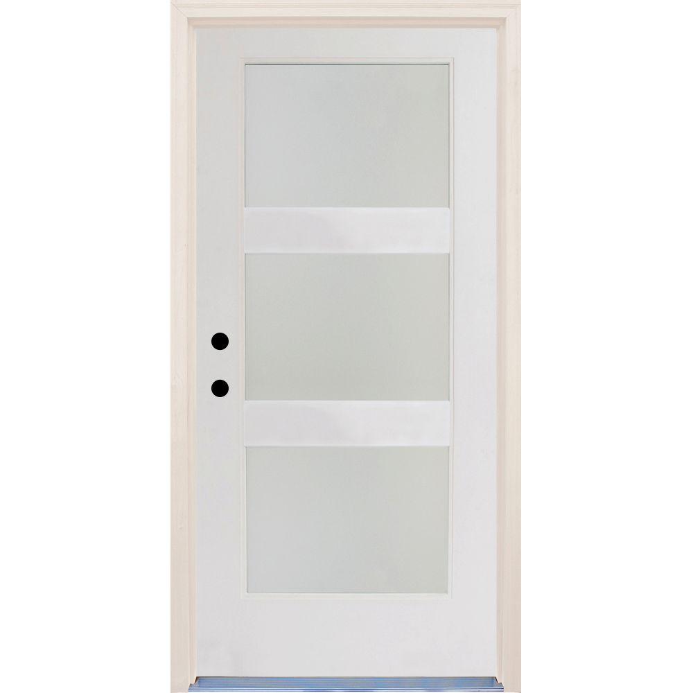 Builders Choice 36 In X 80 In Elite Satin Etch Glass Contemporary 3 Lite Unfinished