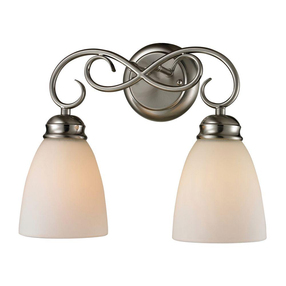 Titan Lighting Chatham 2-Light Brushed Nickel Wall Mount Bath Bar Light ... Titan Lighting Chatham 2-Light Brushed Nickel Wall Mount Bath Bar Light ...
