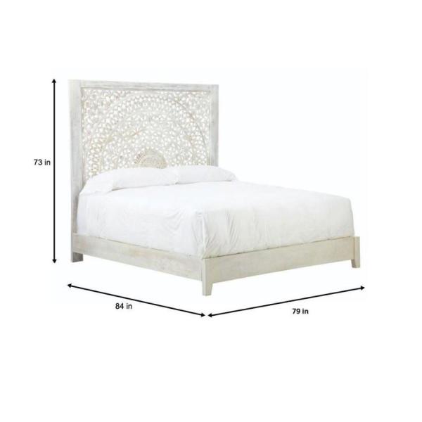 Queen Whitewash Bed Frame - Hanaposy