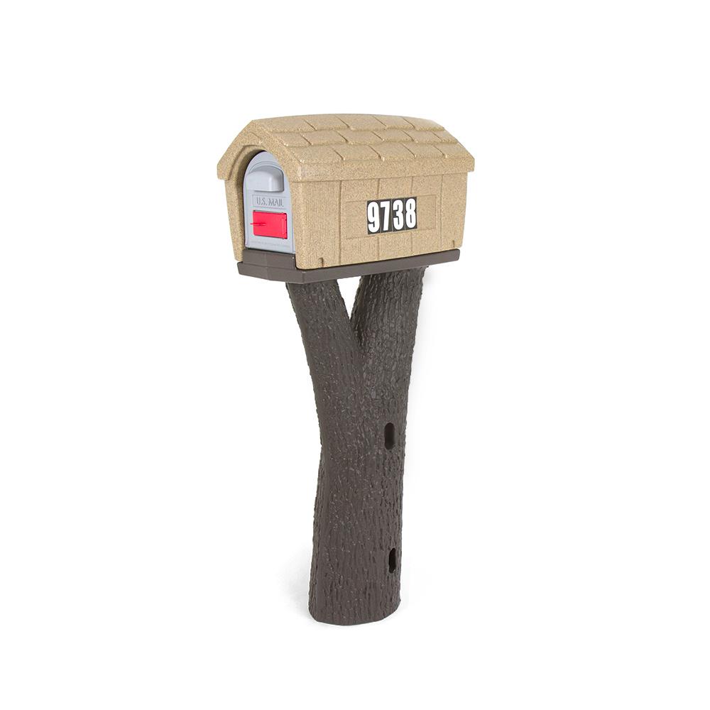 Simplay3 Rustic Home Sandstone / Espresso Post Mount Mailbox-416080-01 ...