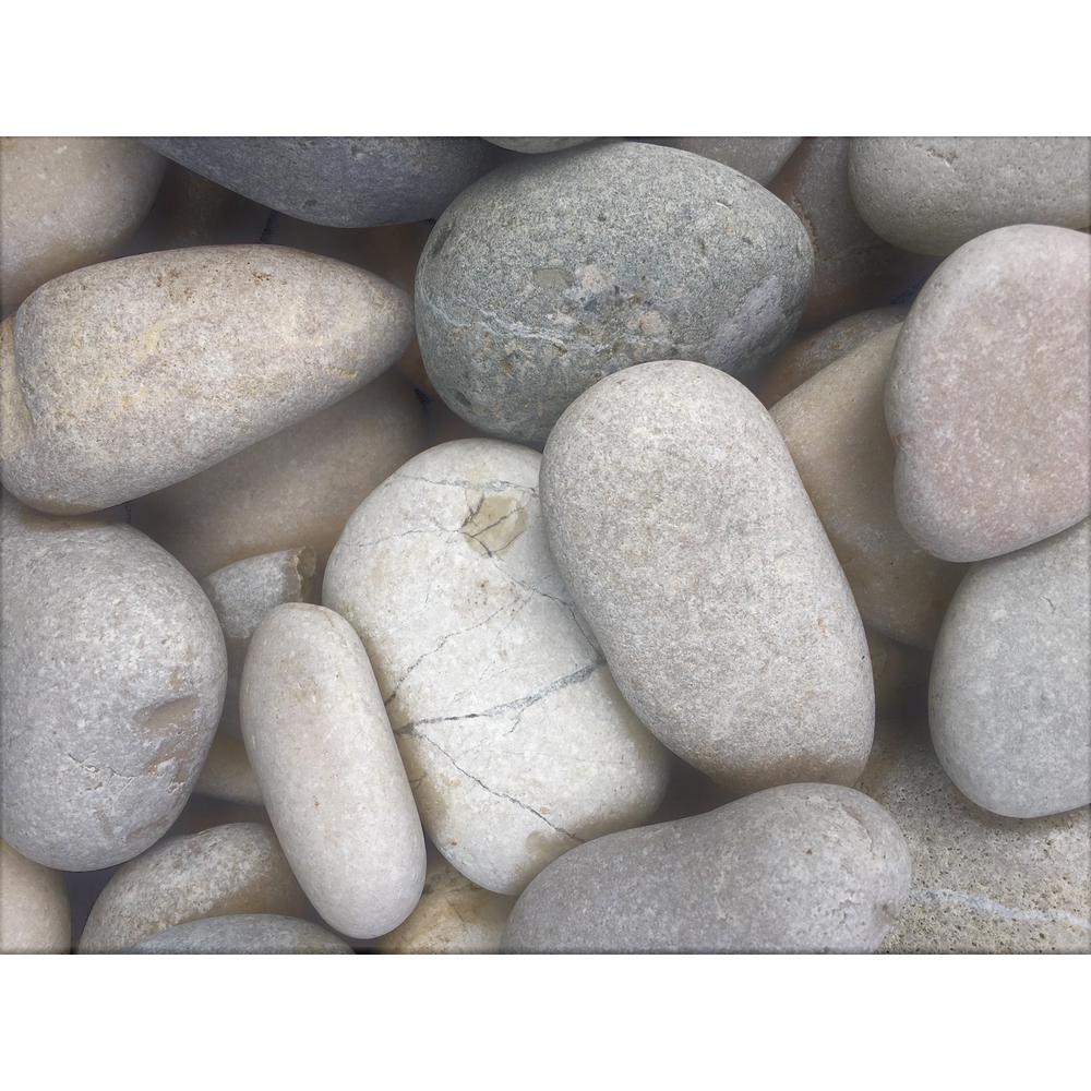 Rain Forest 0.25 cu. ft. 1 in. x 3 in. Light Grey and Tan Beach Pebbles ...