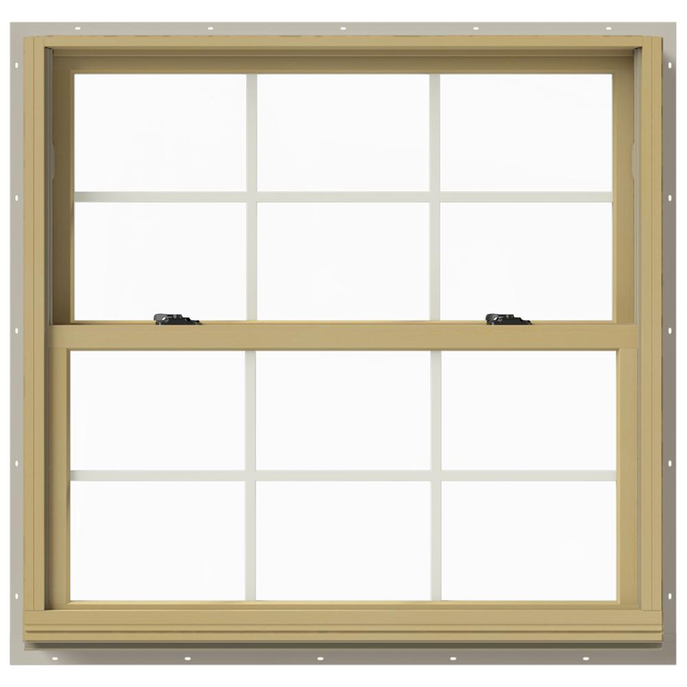 JELD-WEN 37.375 in. x 36 in. W-2500 Double Hung Aluminum Clad Wood ...