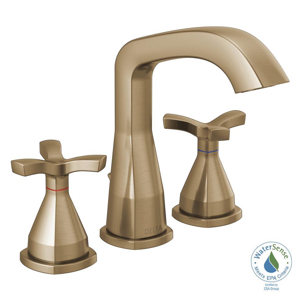 Delta Stryke 8 in. Widespread 2-Handle Bathroom Faucet in Champagne Bronze-357766-CZMPU-DST ...