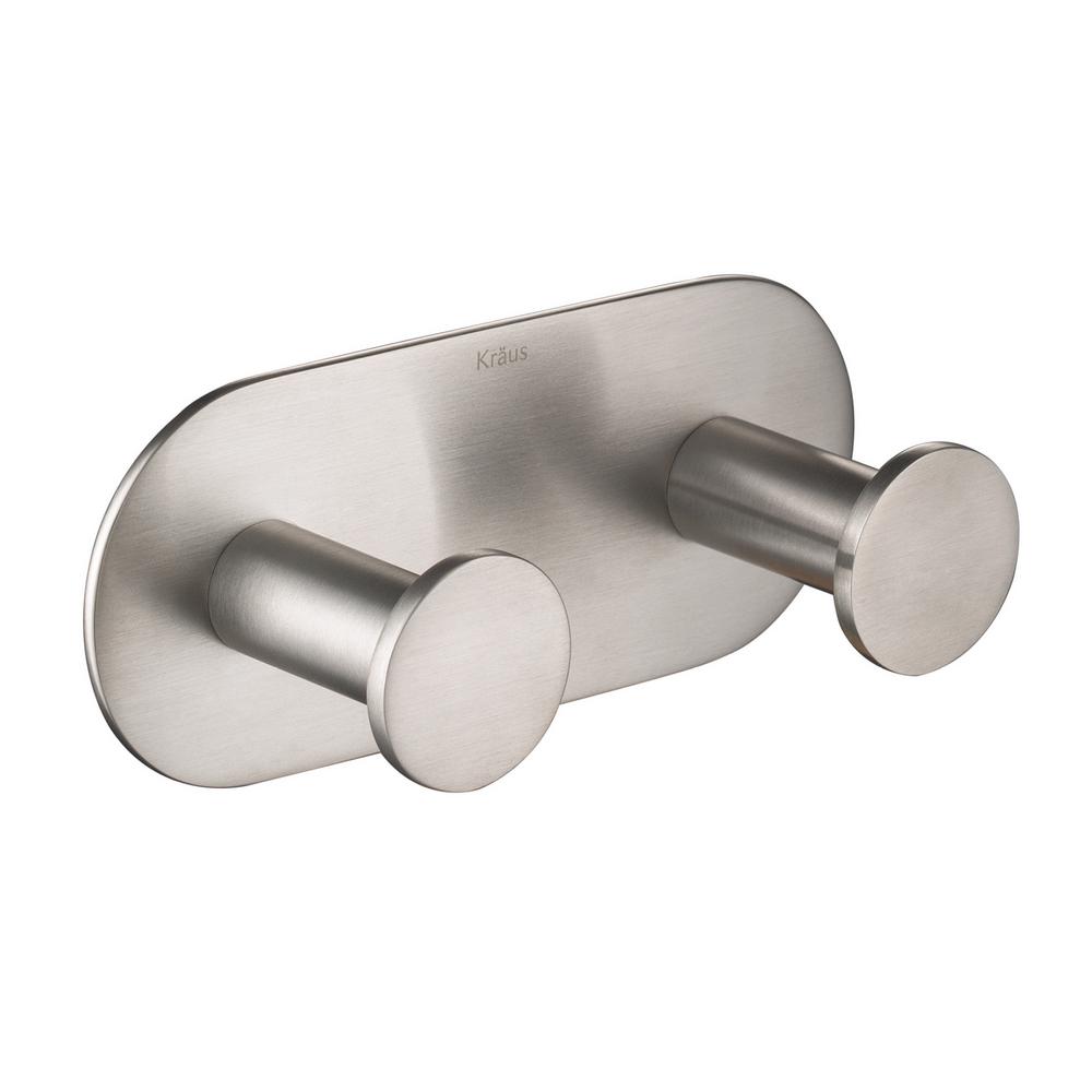 KRAUS Elie Bathroom Robe and Towel Double Hook in Brushed Nickel-KEA ...