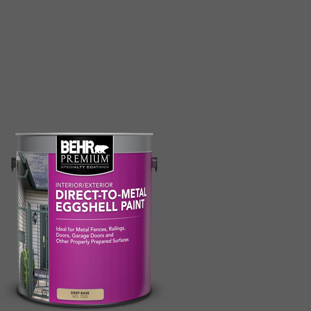 BEHR PREMIUM 1 gal. #N520-6 Asphalt Gray Eggshell Direct to Metal ...