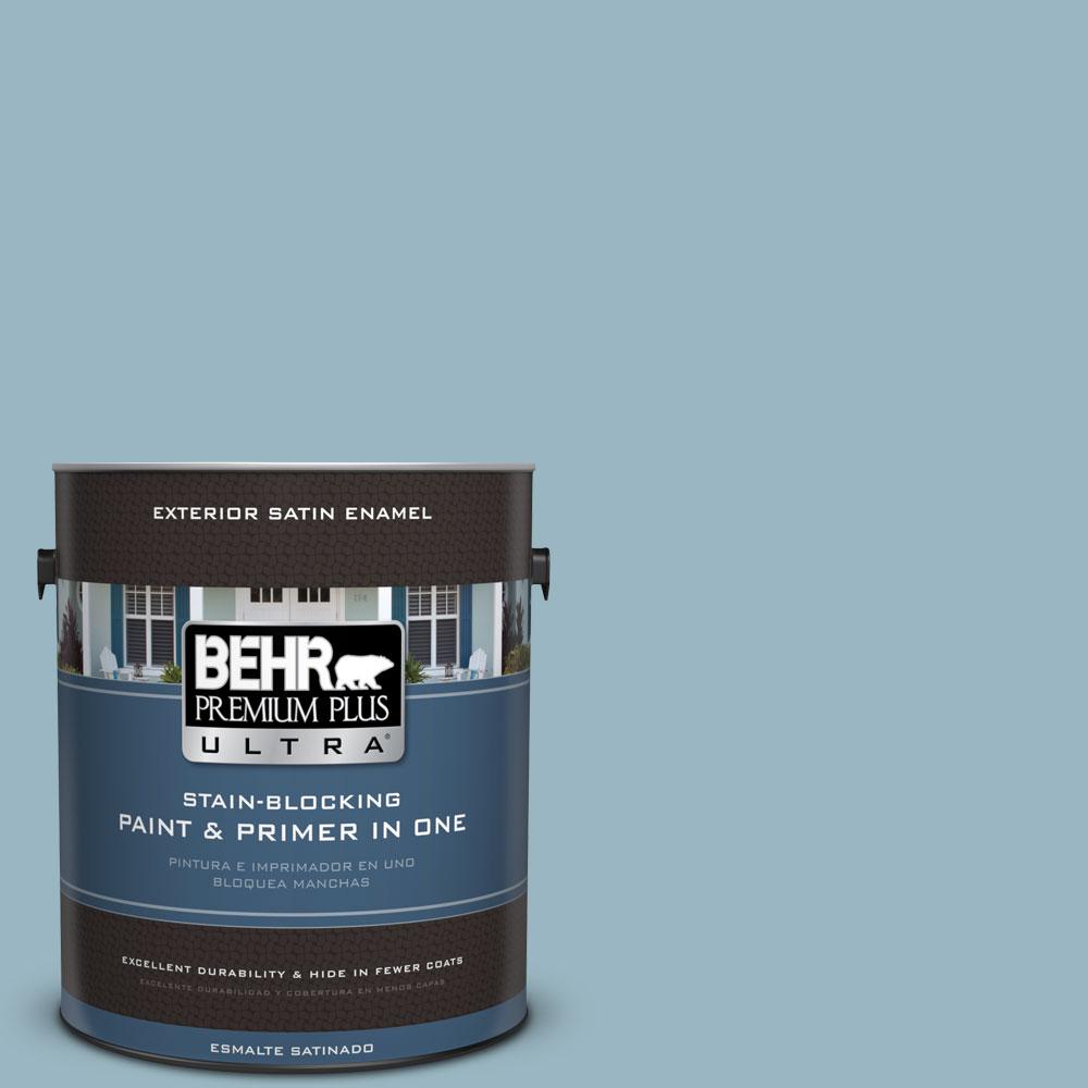BEHR Premium Plus Ultra 1-gal. #S470-3 Peaceful Blue Satin Enamel ...