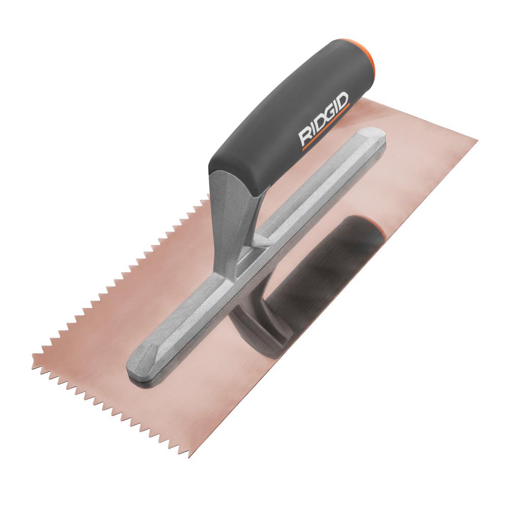 RIDGID 1 4 In X 3 16 In V Notch Trowel With Golden Finish FT1506