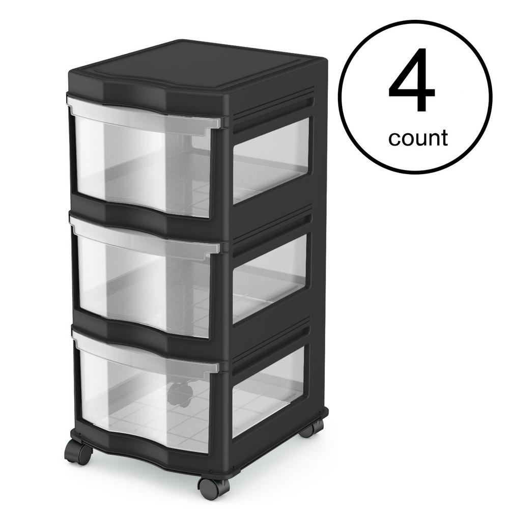 Life Story Classic 3 Shelf Storage Organizer Plastic Drawers Black 4