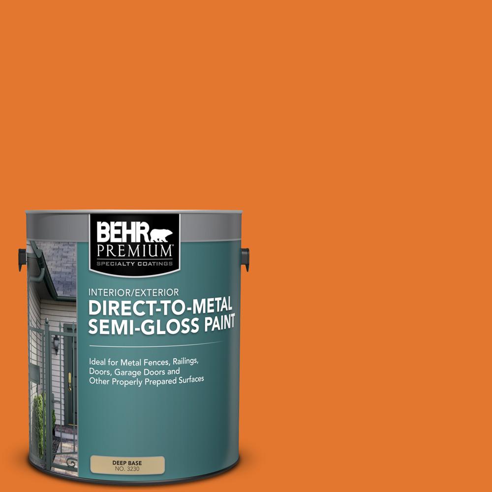 BEHR PREMIUM 1 gal. #OSHA-3 OSHA SAFETY ORANGE Semi-Gloss Direct to ...