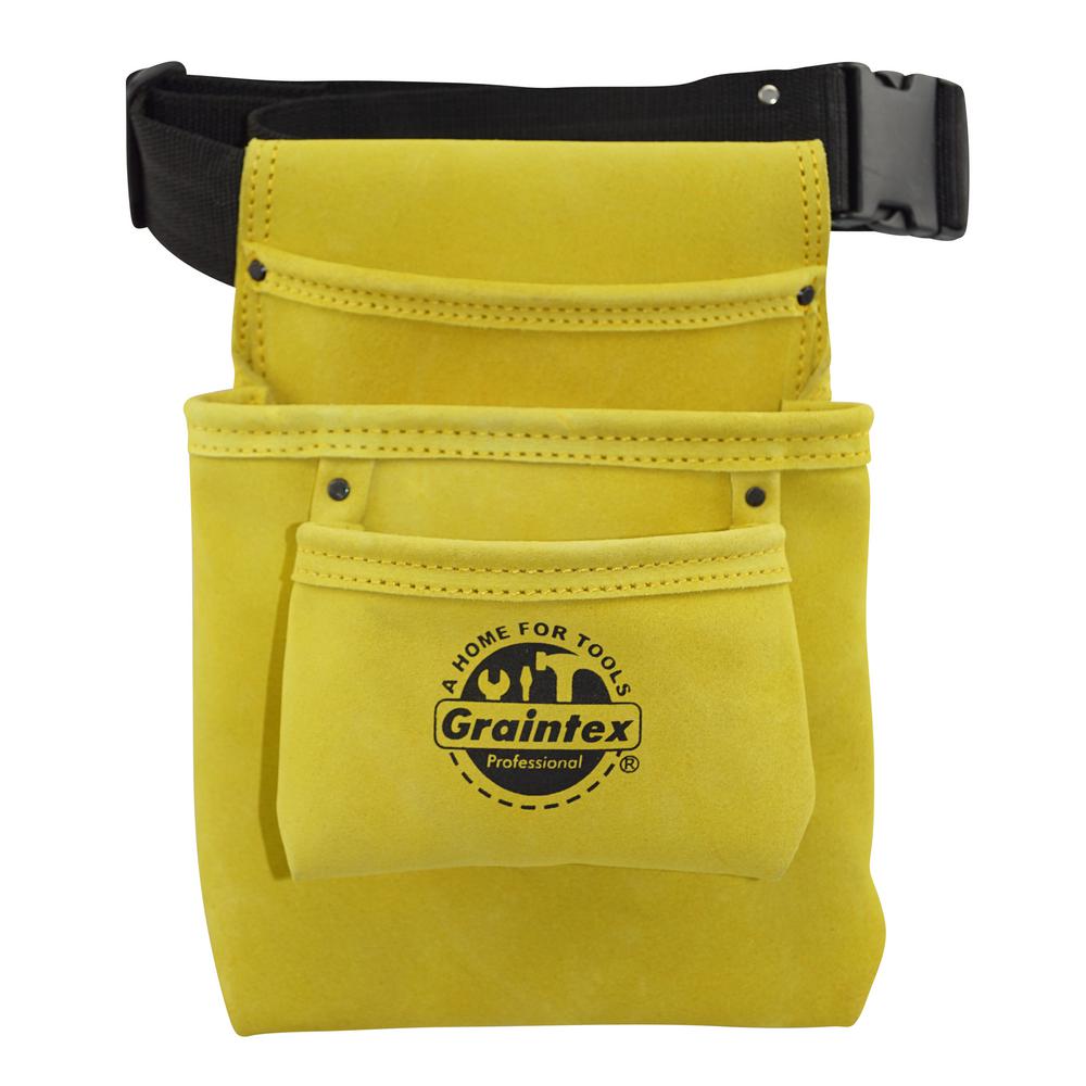 Graintex 3-Pocket Nail and Tool Pouch with Yellow Suede Leather Belt ...