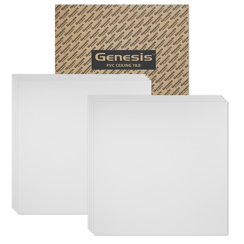 Genesis 23.75in. x 23.75in. Smooth Pro Lay In Vinyl White Ceiling Tile ...
