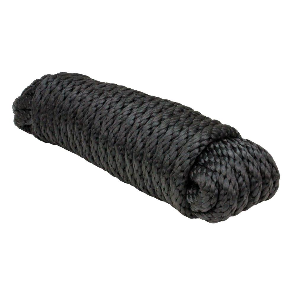 Extreme Max 1/2 in. x 25 ft. Solid Braid MFP Utility Rope in Black-3008 ...