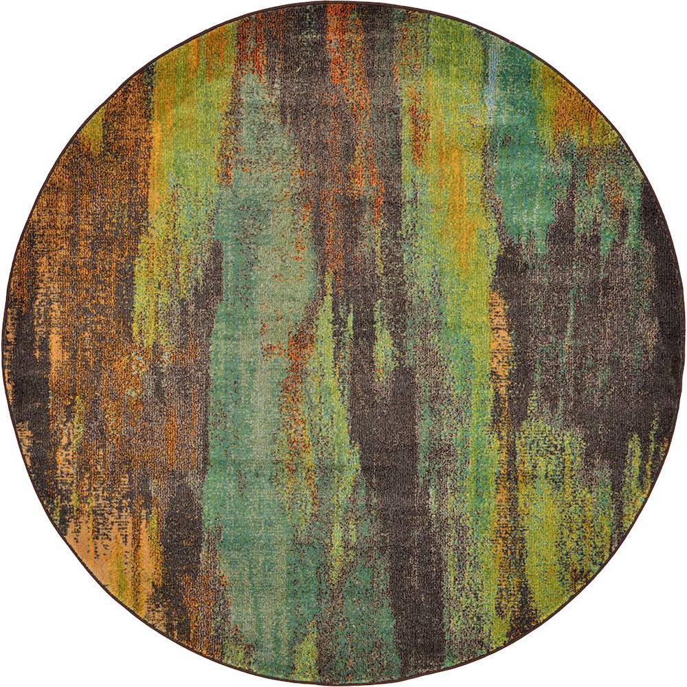 Unique Loom Jardin Ivy Multi 6' 0 x 6' 0 Round Rug 3119806 - The Home Depot