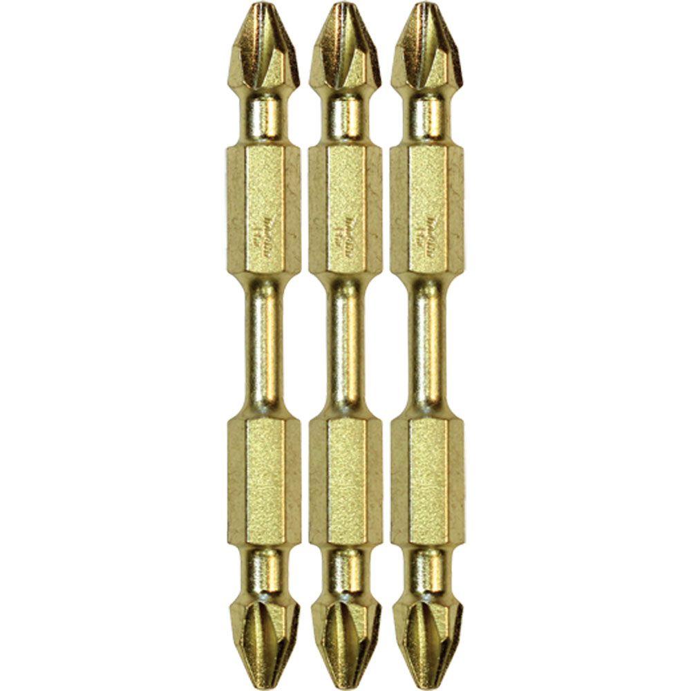 Impact Gold #2 x 2-1/2 in. Steel Philips Double-Ended Power Bit (3 ...