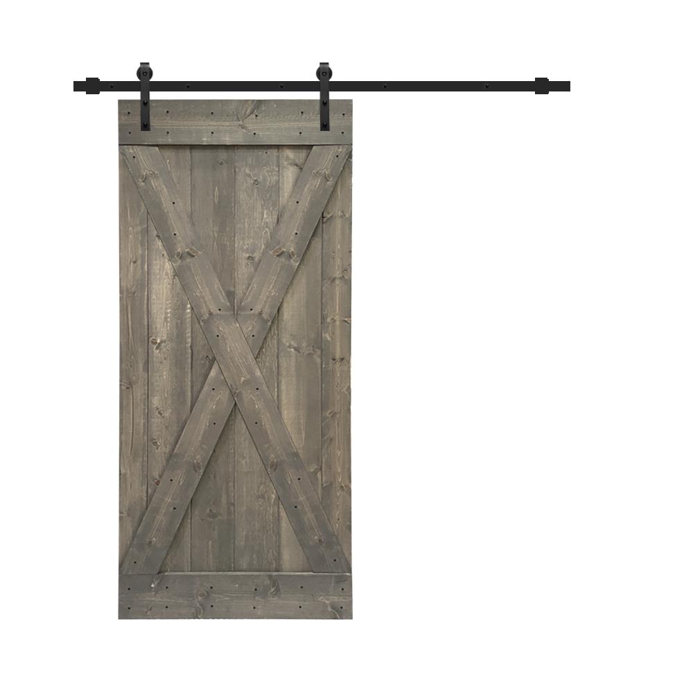 CALHOME X Series 36 in. L x 84 in. H Solid Weather Gray Stained Knotty ...