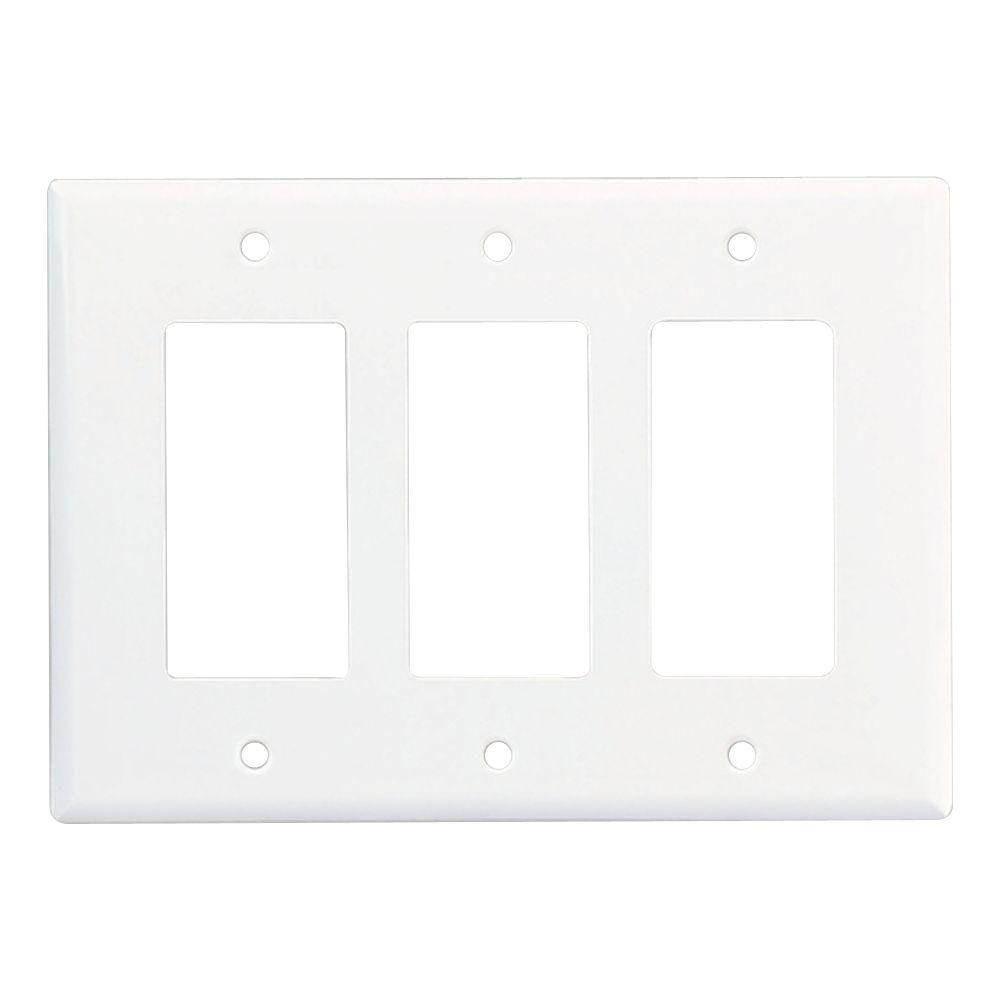White - 3-Gang - Rocker Light Switch Plates - Light Switch Plates - The ...