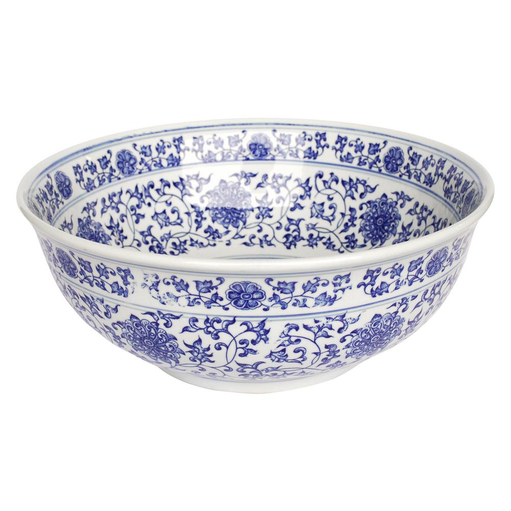 Eden Bath Ming Dynasty Decorative Porcelain Vessel Sink In Blue EB PS01