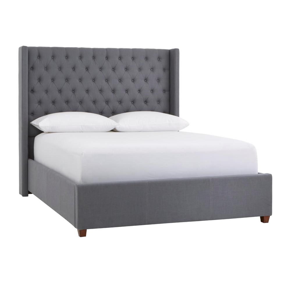 Home Decorators Collection Hillcott Charcoal Gray Upholstered Queen Bed ...