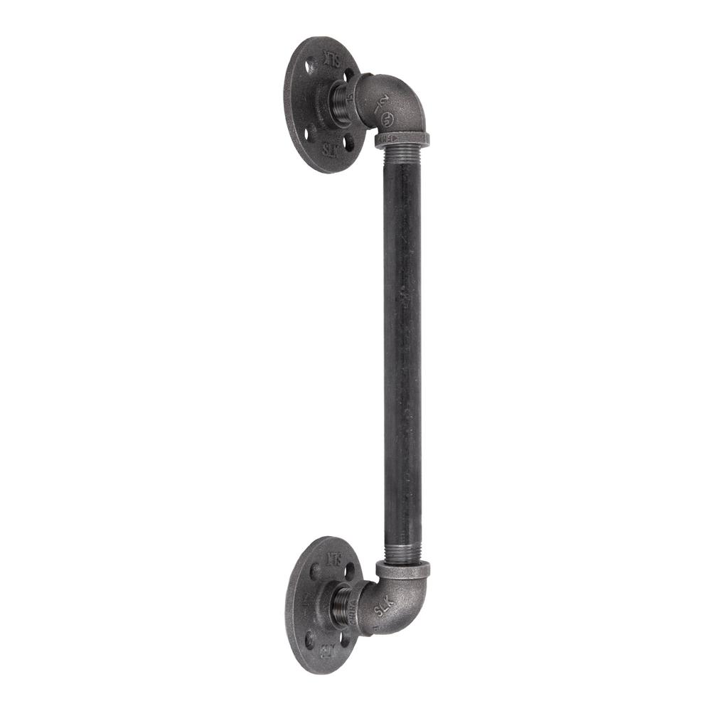 PIPE DECOR 1/2 in. x 14.5 in. L Black Pipe Barn Door Handle Kit-365 ...
