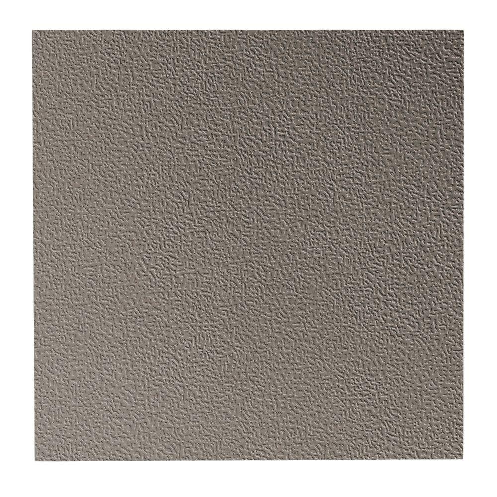 ROPPE Hammered Pattern 19.69 in. x 19.69 in. Pewter Rubber Tile ...