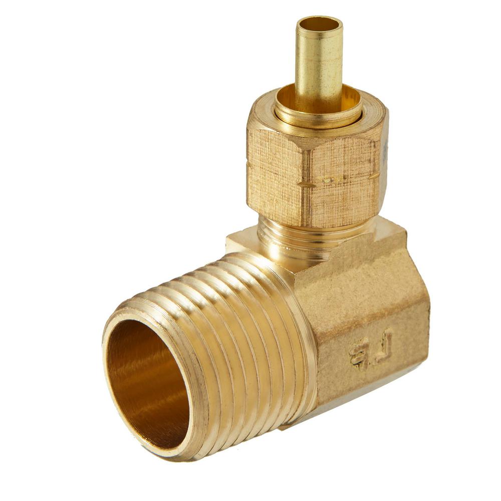 Everbilt 3/8 in. O.D. Compression x 1/2 in. MIP 90-Degree Brass Elbow ...