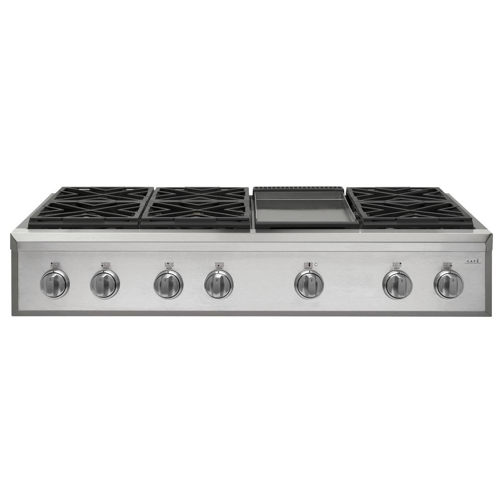 Cafe 36 in. Gas Cooktop in Stainless Steel with 6 Burners-CGU366P2MS1 ...
