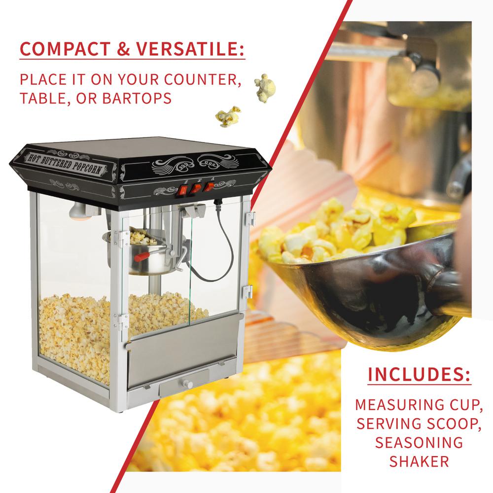 Funtime Carnival Style 8 oz. Black Countertop Popcorn Machine-FT825CB ...