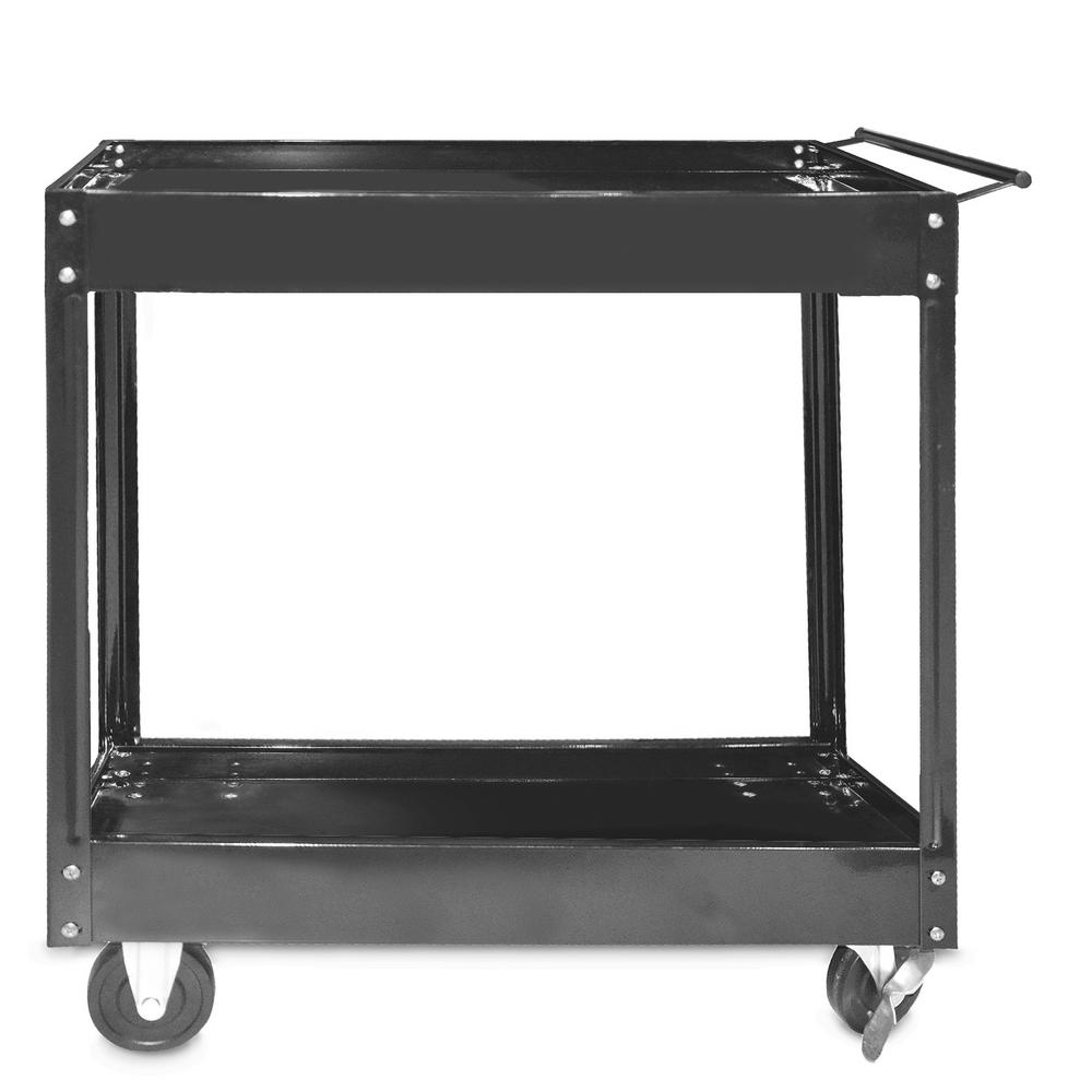 Steel Core 16 in. 2-Shelf Steel Service and Tool Utility Cart in Black ...