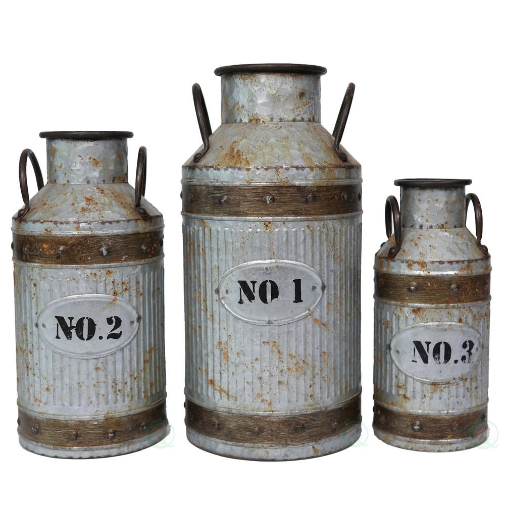 Vintiquewise Galvanized Metal Rustic Large Milk Can-QI003292.L - The ...