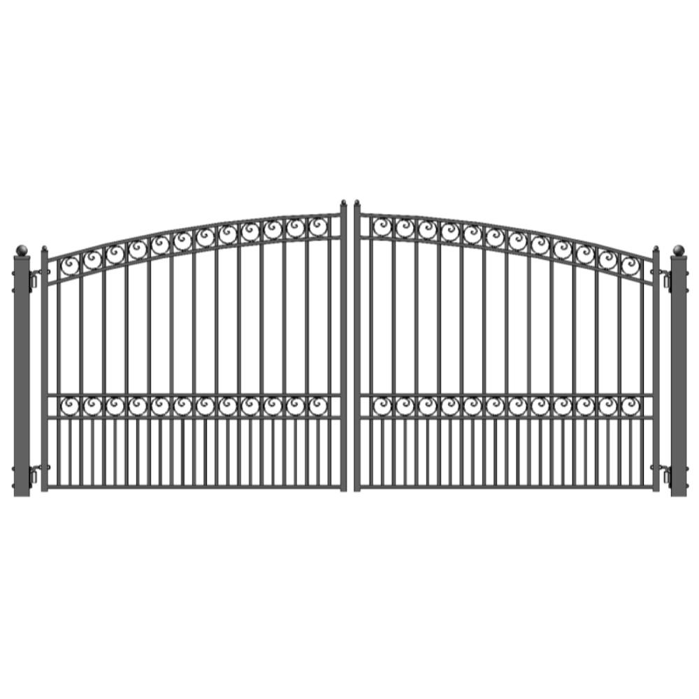 ALEKO Oslo 14 ft. x 6 ft. Dual Driveway Iron Gates Steel Gate-DG14OSLD ...