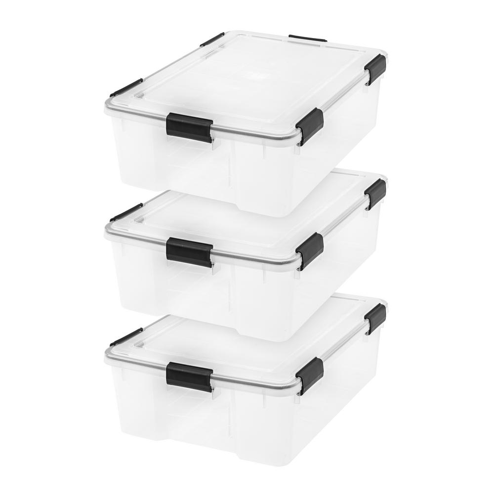 Iris 41 Qt Weathertight Storage Box In Clear 3 Pack 580023 The