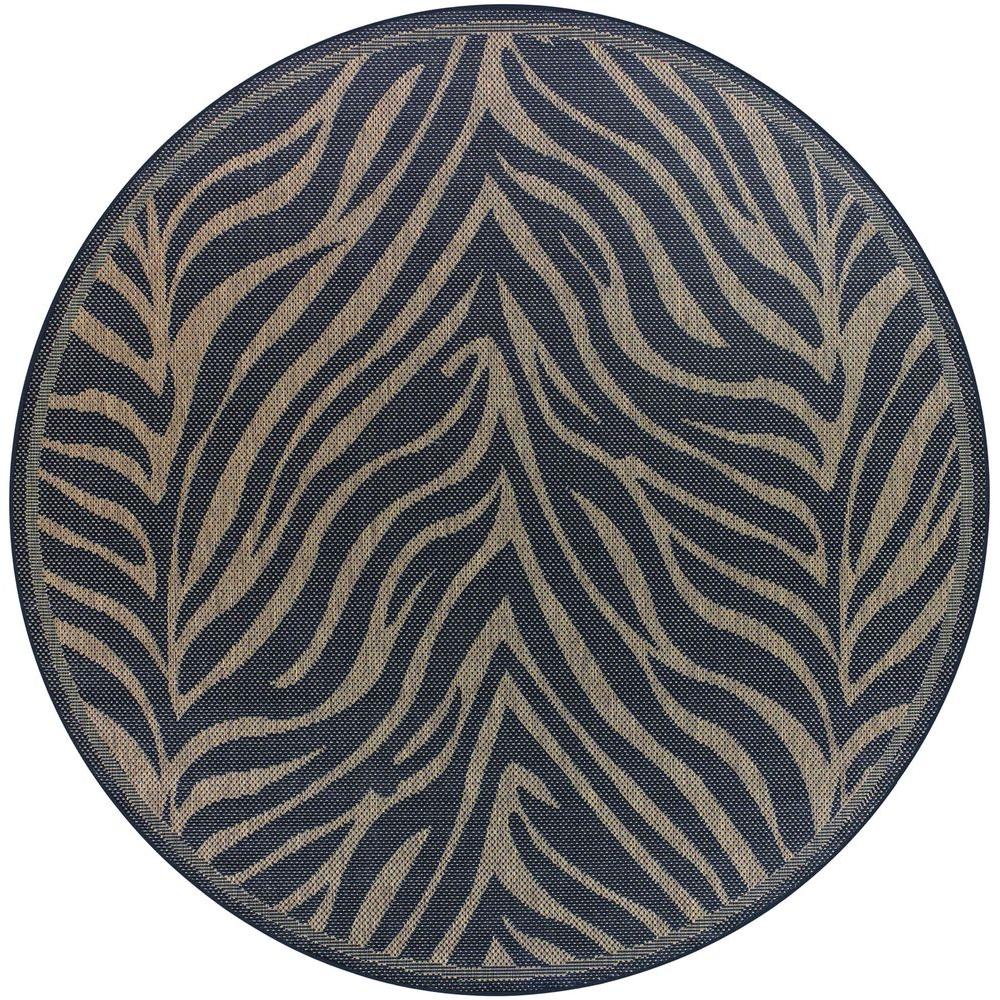 Unbranded Recife Zebra Black-Cocoa 8 ft. x 8 ft. Indoor/Outdoor Round ...