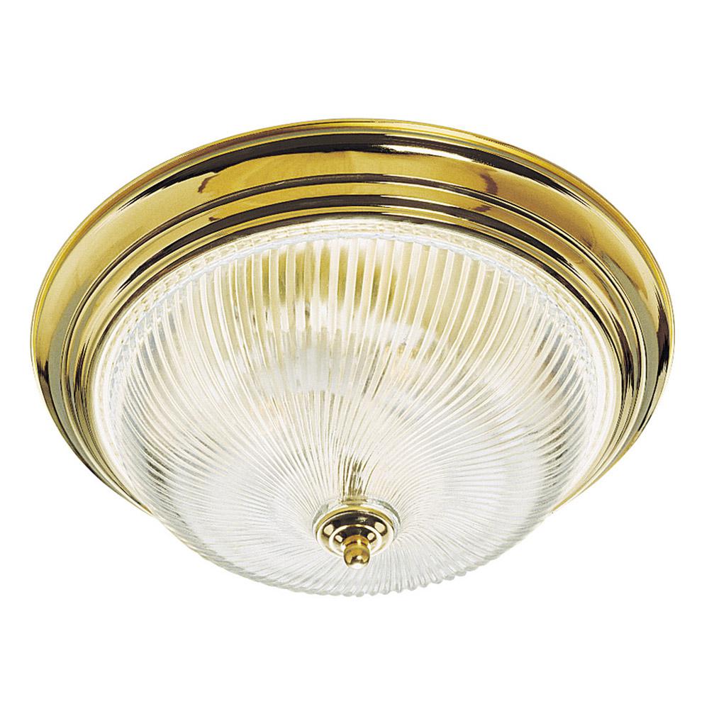 Design House 3-Light Polished Brass Ceiling Fixture with Clear Ribbed ...