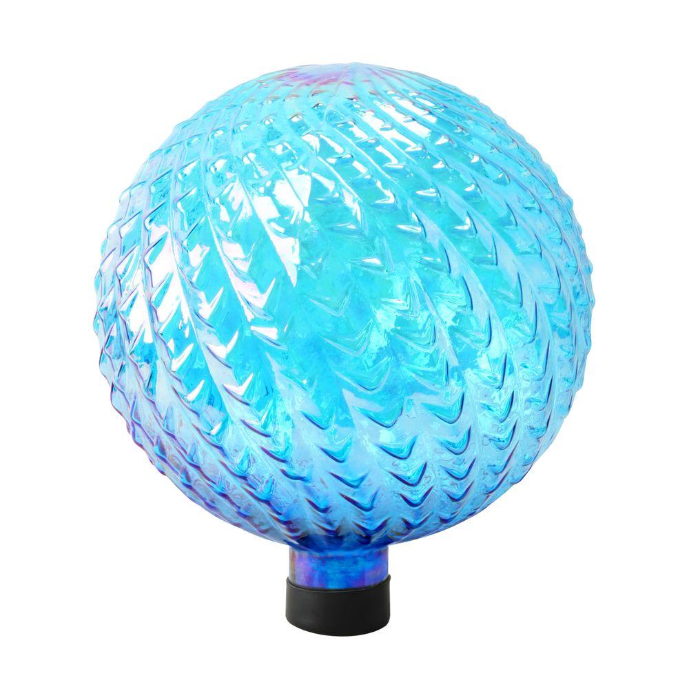 Alpine 10 In Blue Glass Gazing Globe With Arrow Texture Grs278 The Home Depot