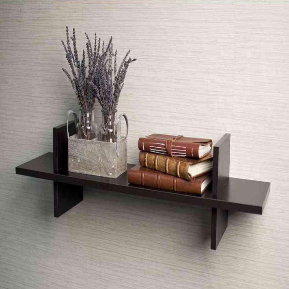 DANYA B 37 in. x 32 in. White Laminated Rectangular Floating Wall Shelf ...