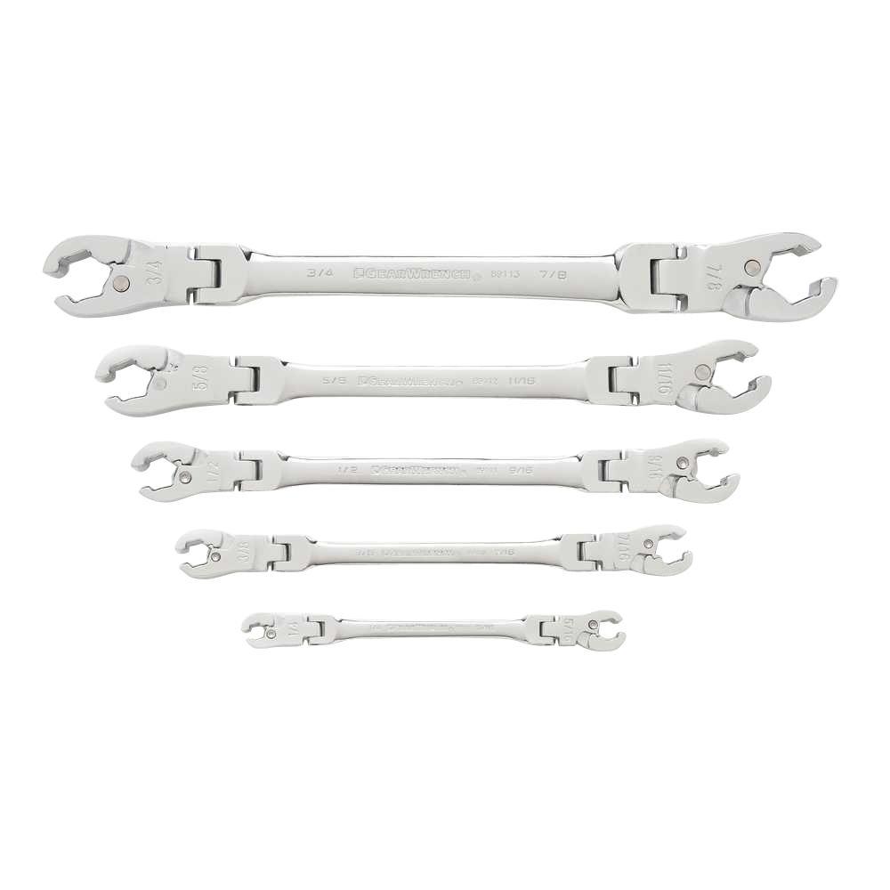 Gearwrench Sae Ratcheting Flex Flare Nut Wrench Set 5 Piece 89100