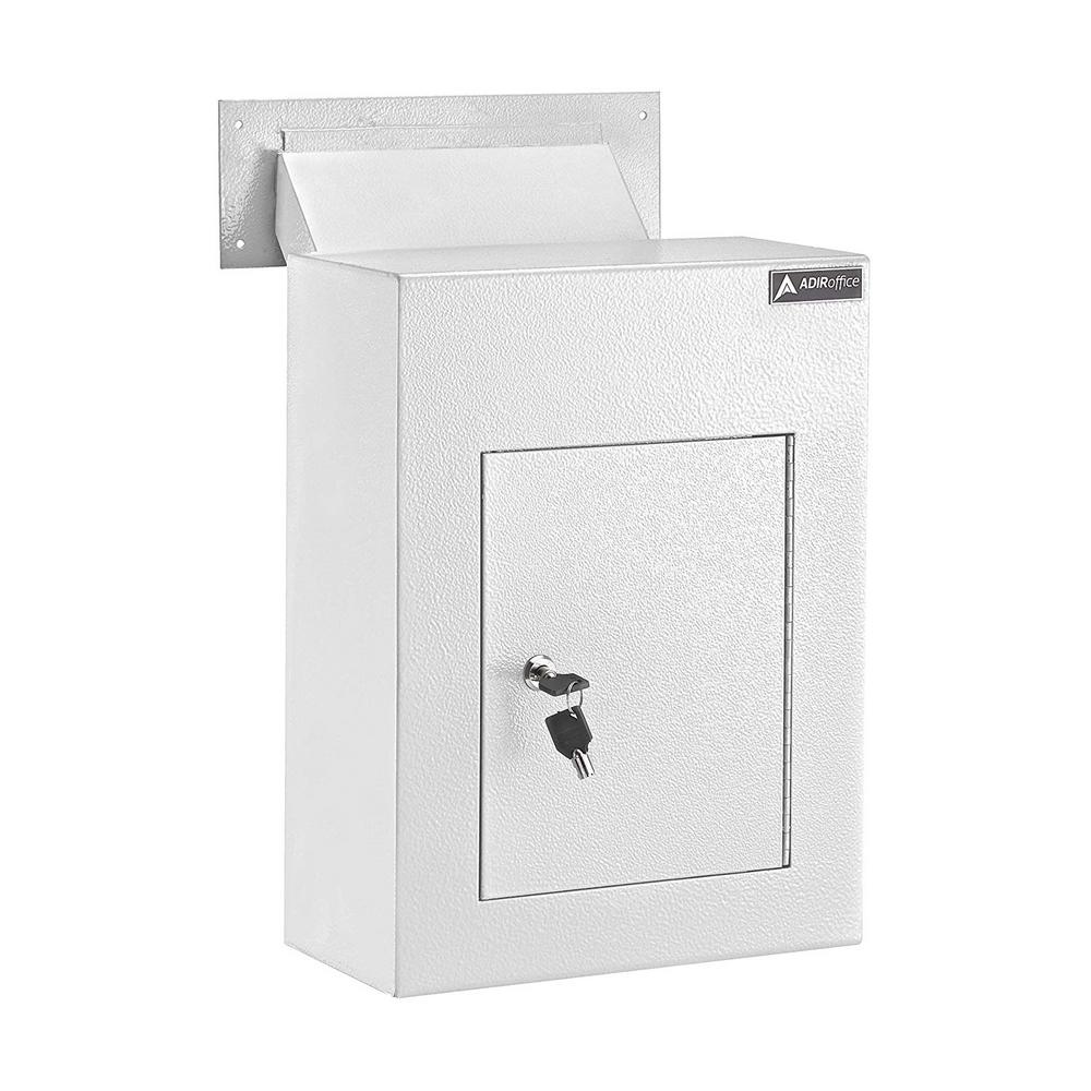 AdirOffice Grey Steel Through the Wall Drop Box with Adjustable Chute ...