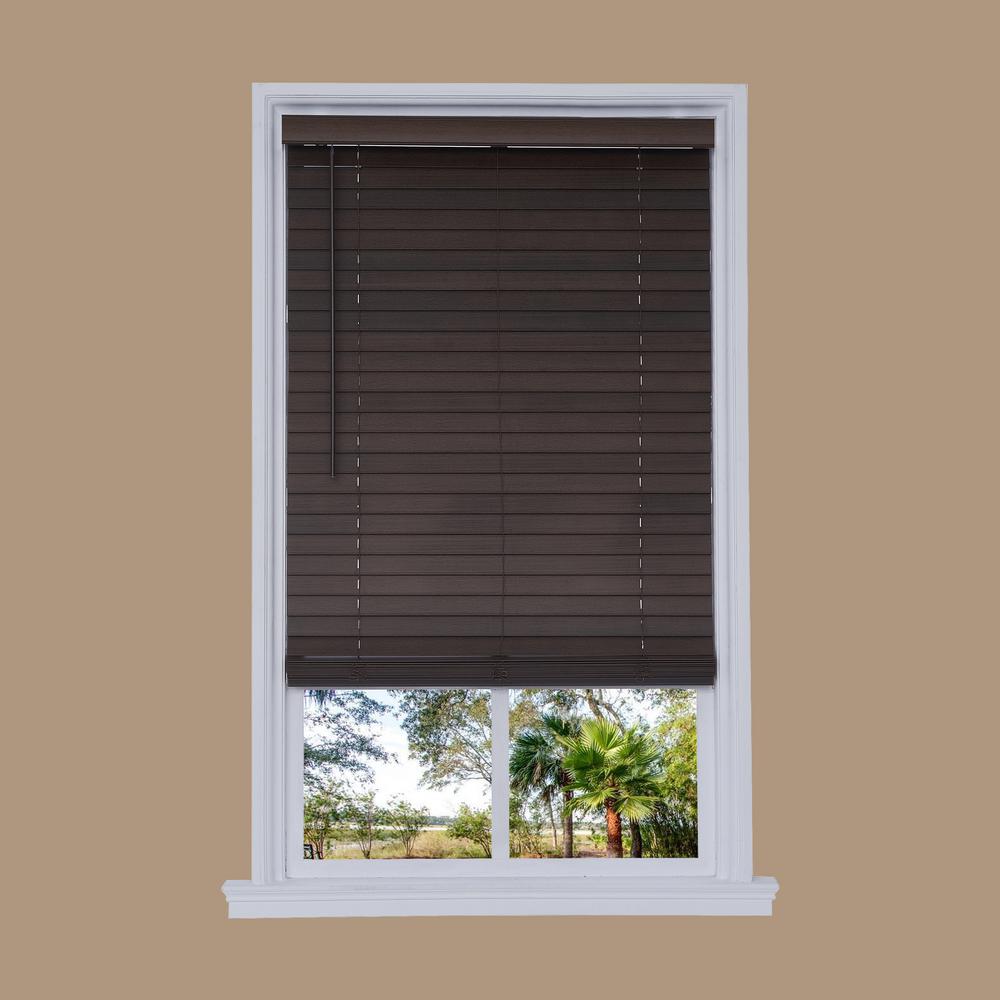 Cut-to-Width Walnut Cordless 2 in. Distressed Faux Wood Blind - 51.5 in ...